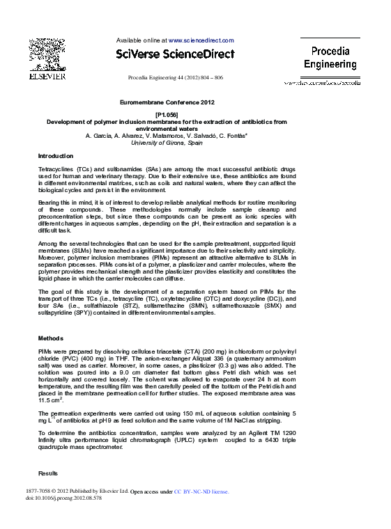 (PDF) Development of Polymer Inclusion Membranes for the Extraction of ...