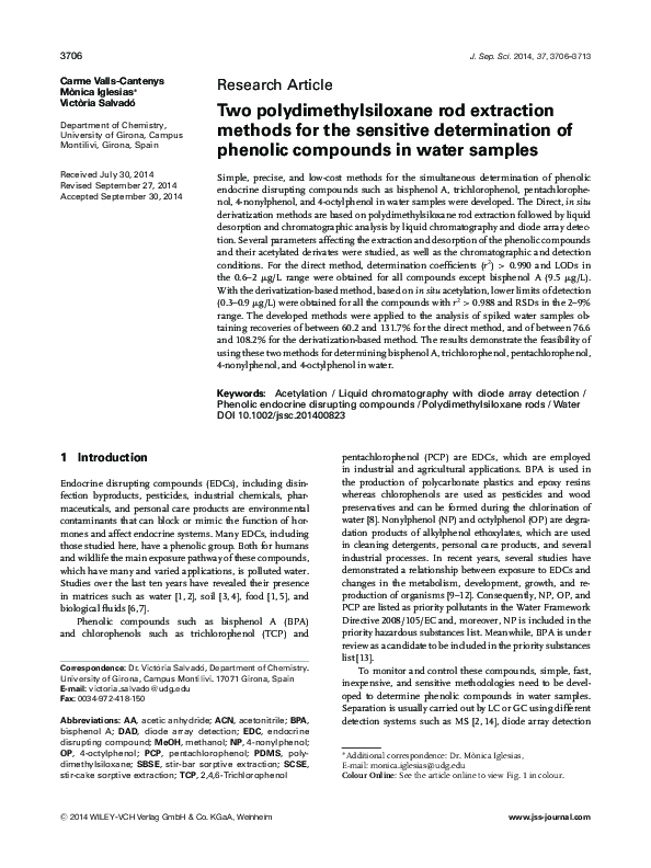 (PDF) Two polydimethylsiloxane rod extraction methods for the sensitive ...