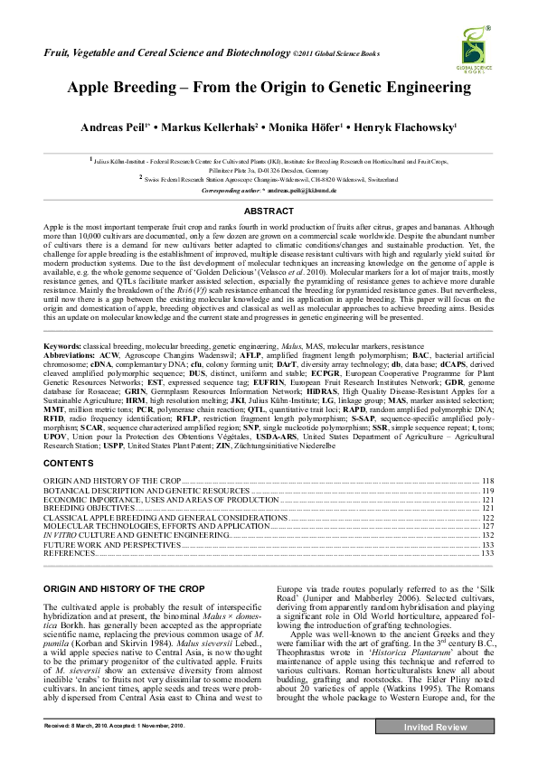 (PDF) Apple Breeding - From the Origin to Genetic Engineering