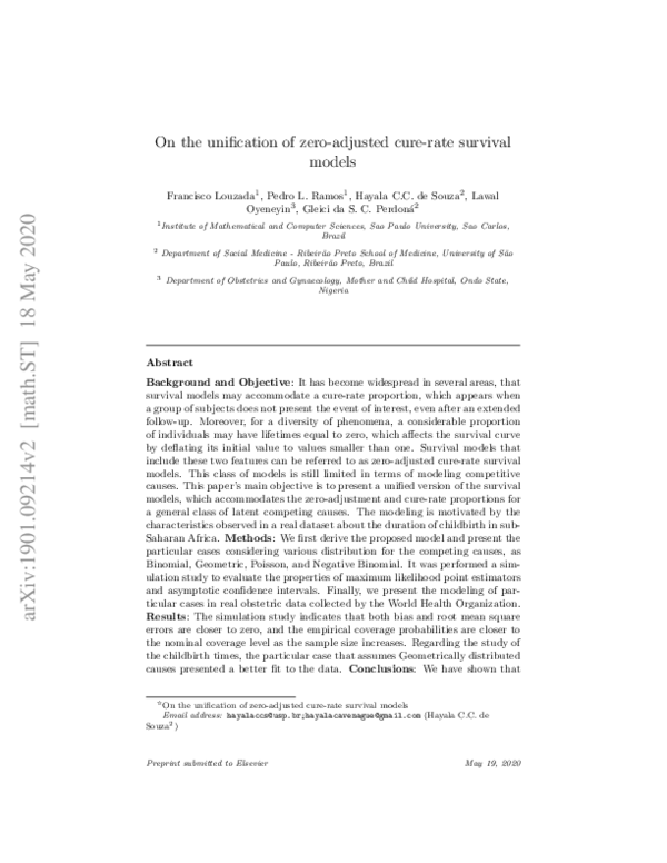 (PDF) On the unified zero-inflated cure-rate survival models