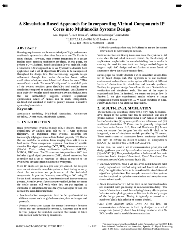 (PDF) A simulation based approach for incorporating virtual components IP cores into multimedia ...