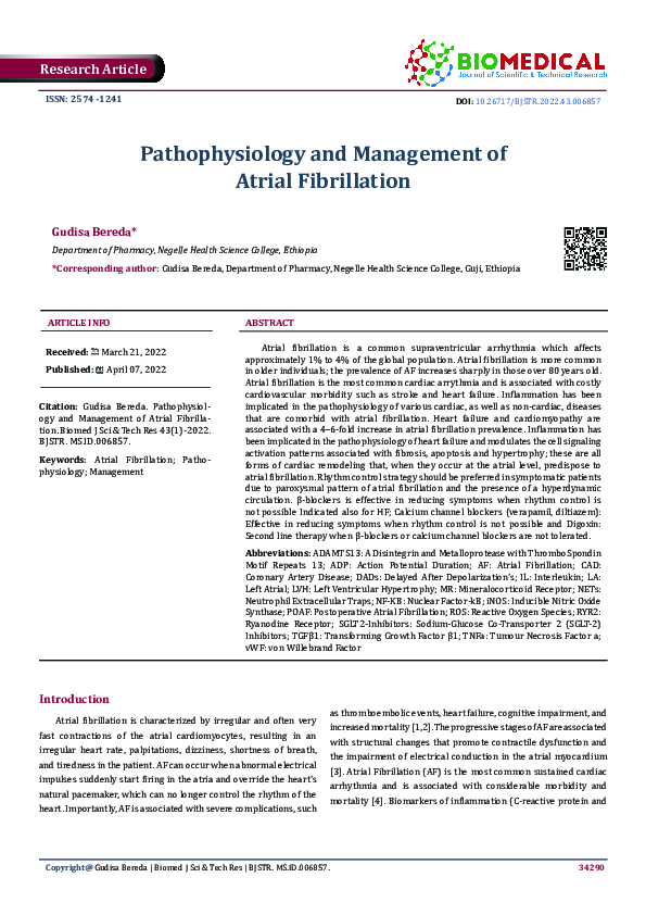 (PDF) Pathophysiology and Management of Atrial Fibrillation