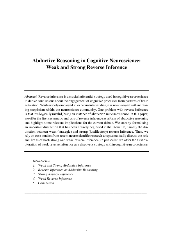 (PDF) Abductive reasoning in cognitive neuroscience: weak and strong ...