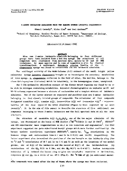(PDF) 2-AMINO Imidazole Alkaloids from the Marine Sponge Leucetta ...