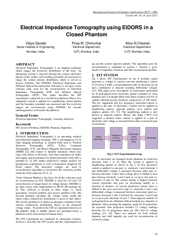 (PDF) Electrical Impedance Tomography using EIDORS in a Closed Phantom