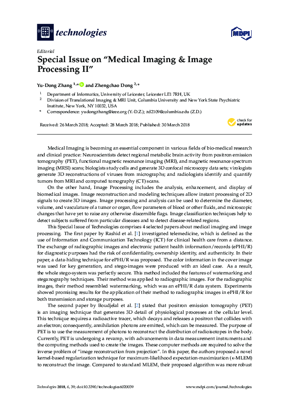 (PDF) Special Issue on “Medical Imaging Image Processing II”