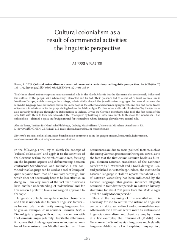 (PDF) Cultural colonialism as a result of commercial activities: the linguistic perspective