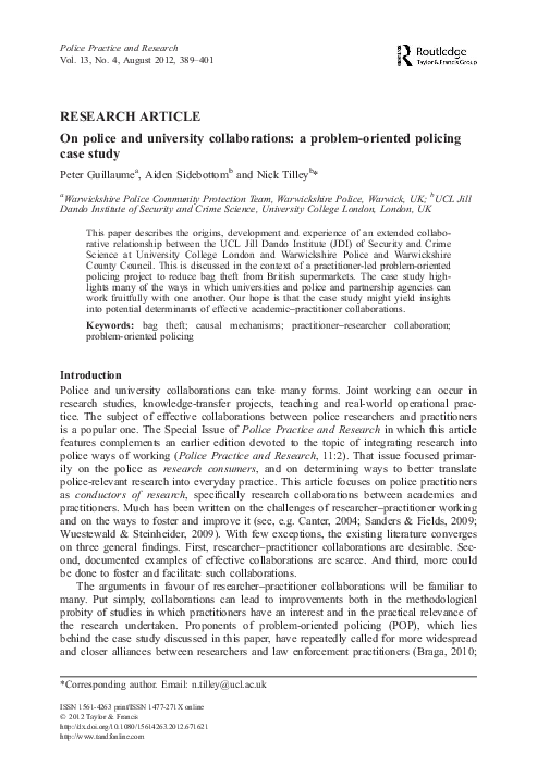 (PDF) On police and university collaborations: a problem-oriented ...
