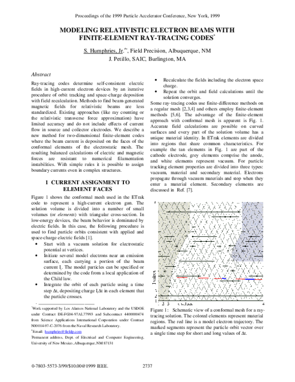 (PDF) Modeling relativistic electron beams with finite-element ray-tracing codes