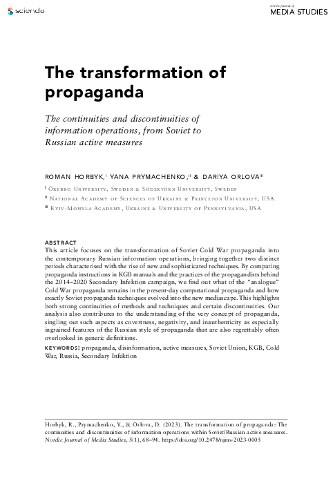 (PDF) The transformation of propaganda: The continuities and ...
