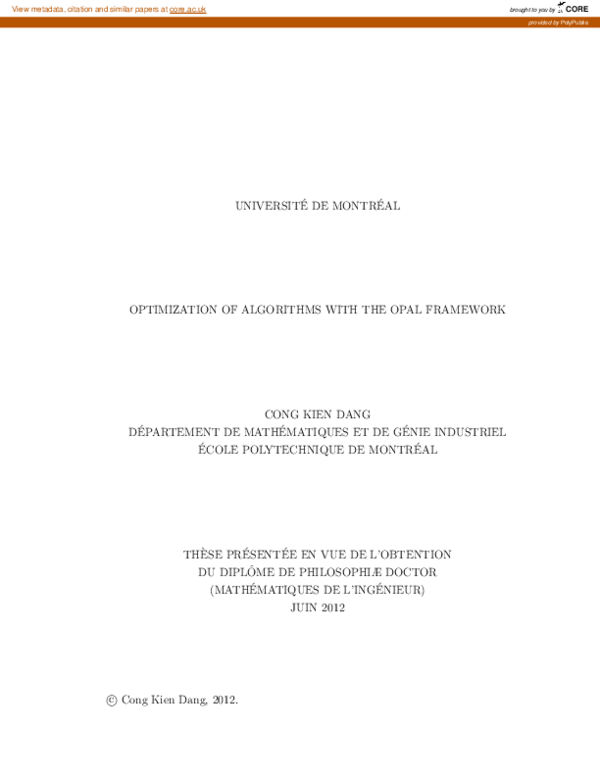 (PDF) Optimization of Algorithms with the Opal Framework | Charles Audet - Academia.edu