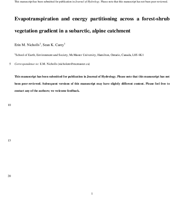 (PDF) Evapotranspiration and energy partitioning across a forest-shrub ...