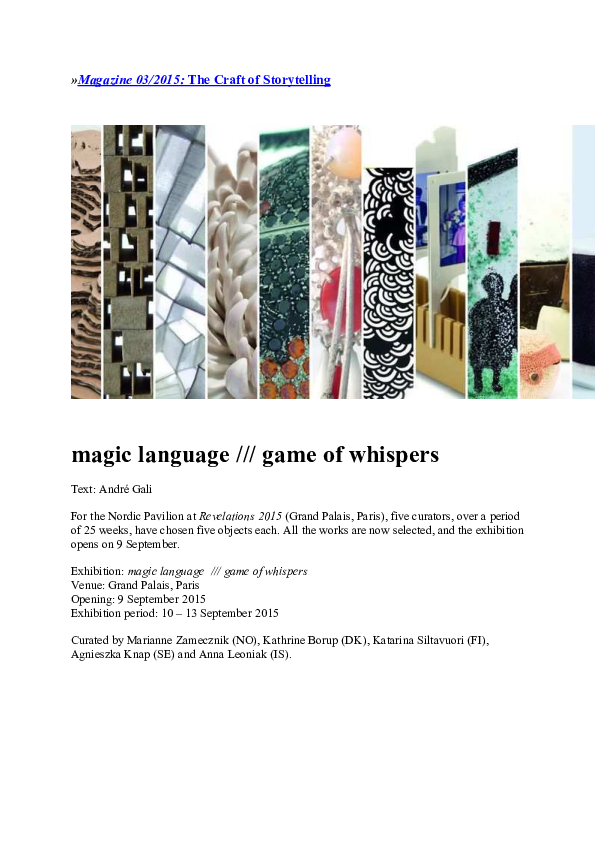 (PDF) magic language /// game of whispers