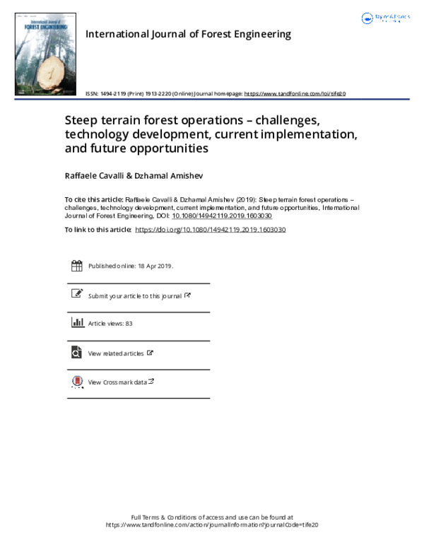 (PDF) Steep terrain forest operations – challenges, technology ...