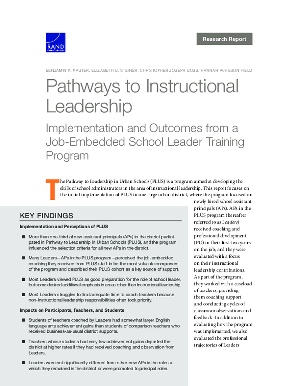 (PDF) Pathways to Instructional Leadership: Implementation and Outcomes ...