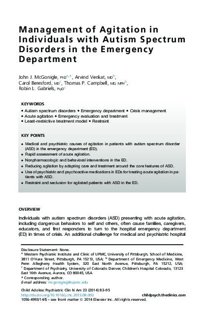 (PDF) Management of Agitation in Individuals with Autism Spectrum ...