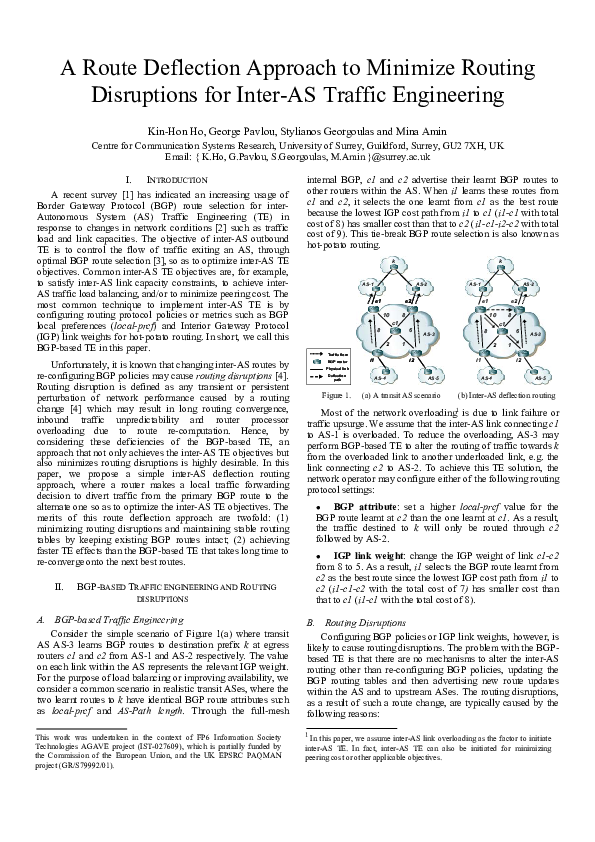 (PDF) A Route Deflection Approach to Minimize Routing Disruptions for ...