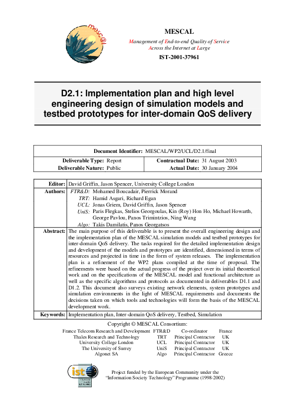 (PDF) D2. 1: Implementation plan and high level engineering design of ...