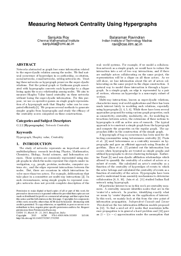(PDF) Measuring network centrality using hypergraphs