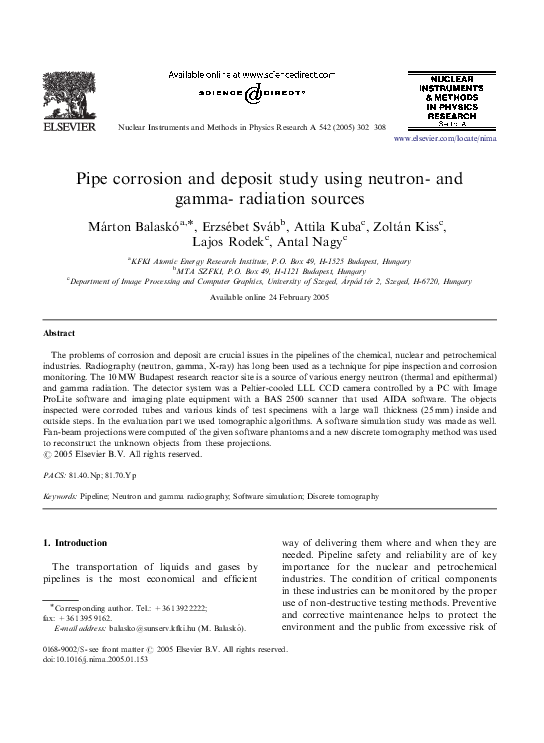 (PDF) Pipe corrosion and deposit study using neutron- and gamma ...
