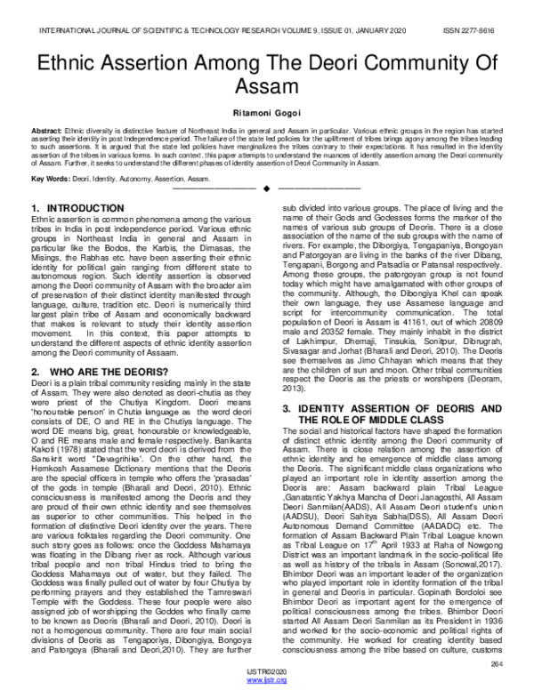 (PDF) Ethnic Assertion Among The Deori Community Of Assam