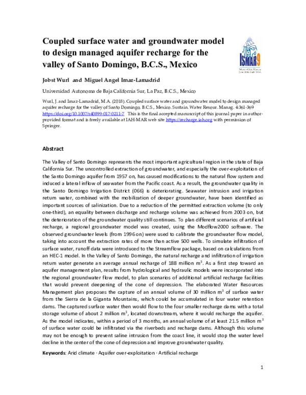 (PDF) Coupled surface water and groundwater model to design managed ...