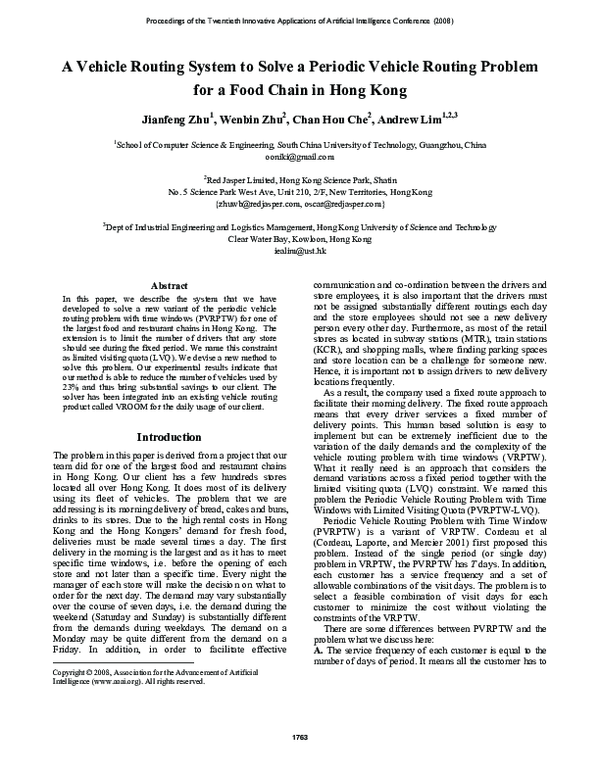 (PDF) A vehicle routing system to solve a periodic vehicle routing ...