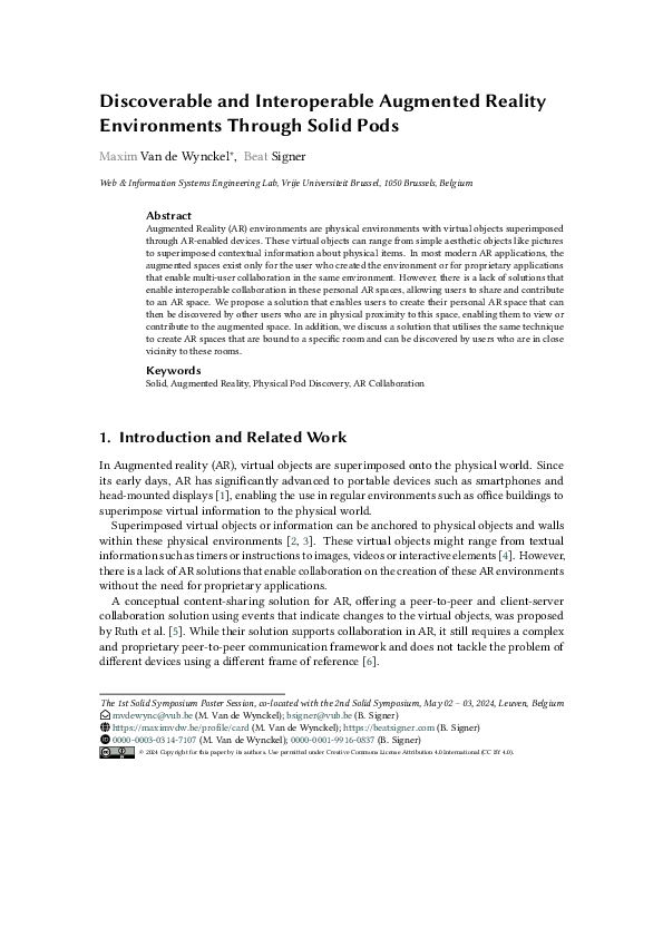 (PDF) Discoverable and Interoperable Augmented Reality Environments Through Solid Pods