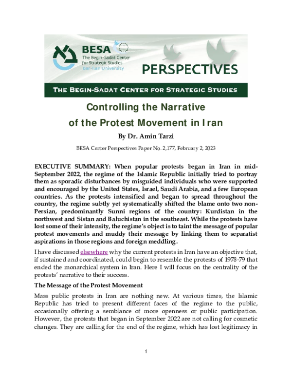 (PDF) Controlling the Narrative of the Protest Movement in Iran