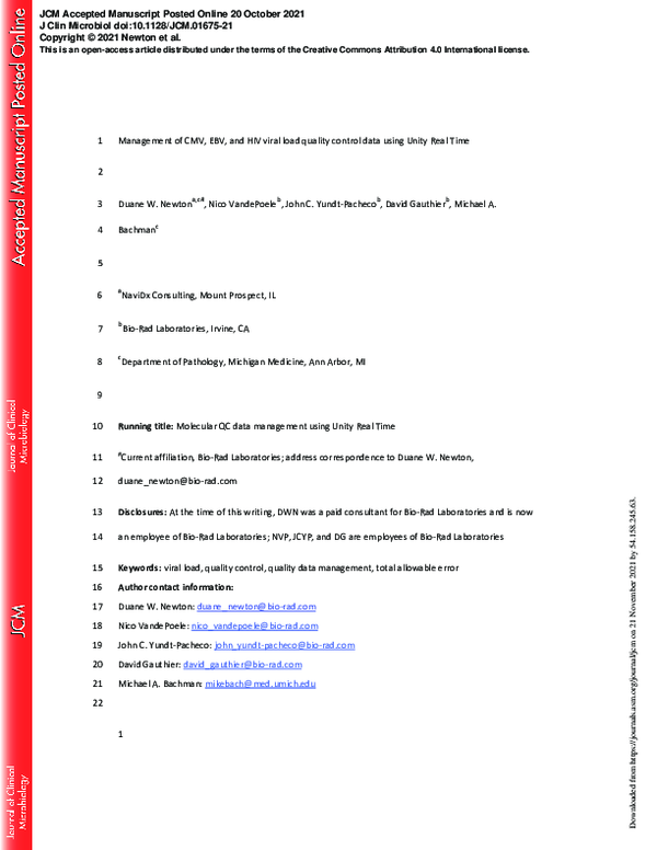 (PDF) Management of CMV, EBV, and HIV viral load quality control data ...