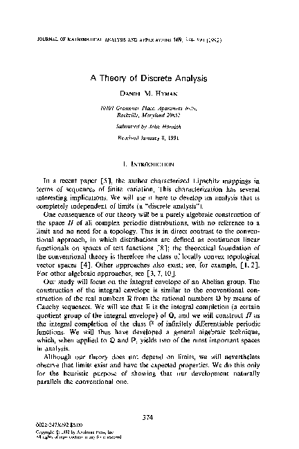 (PDF) A theory of discrete analysis