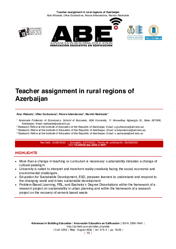 (PDF) Teacher assignment in rural regions of Azerbaijan