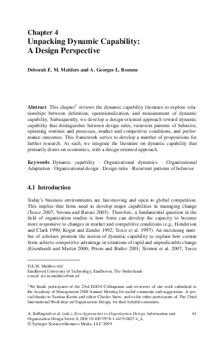 (PDF) Unpacking Dynamic Capability: A Design Perspective | Georges Romme - Academia.edu