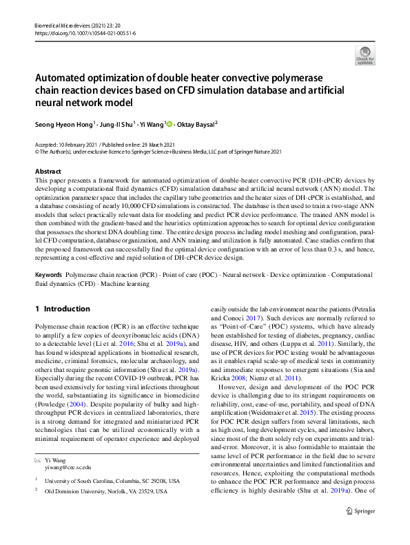 (PDF) Automated optimization of double heater convective polymerase chain reaction devices based ...