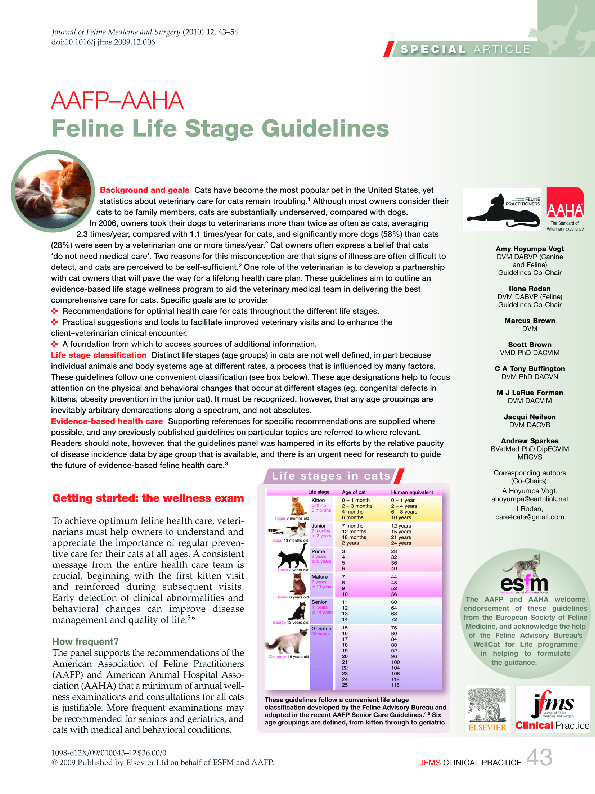 (PDF) AAFP-AAHA: feline life stage guidelines