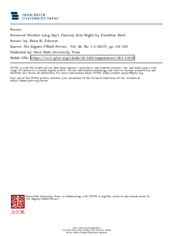 (PDF) Theatre Review of "Long Day's Journey Into Night" in New York