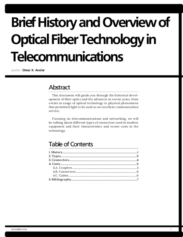 (PDF) Brief History and Overview of Optical Fiber Technology in ...
