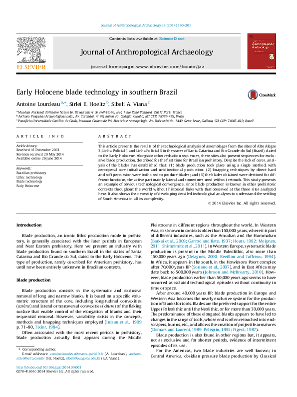 Early Holocene blade technology in southern Brazil