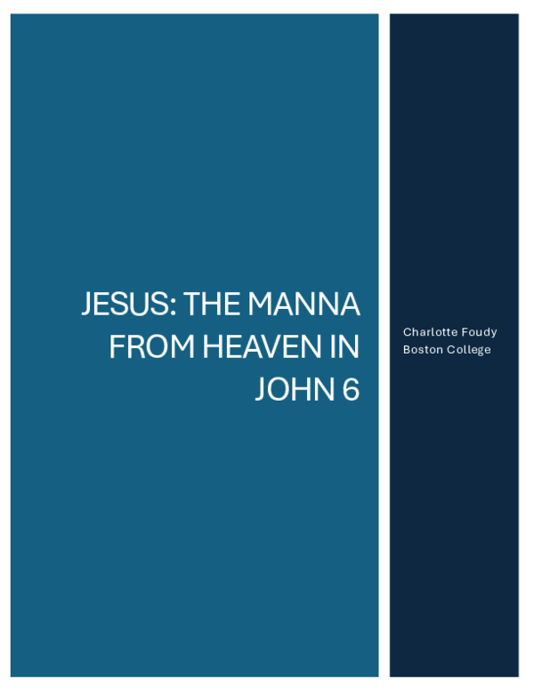 (PDF) Jesus: The Manna from Heaven in John 6