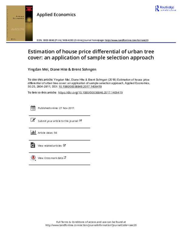 (PDF) Estimation of house price differential of urban tree cover: an ...