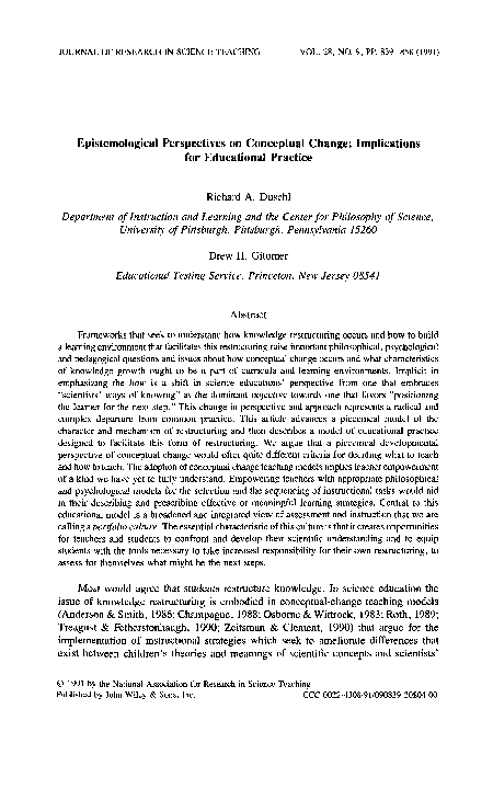 (PDF) Epistemological perspectives on conceptual change: Implications ...