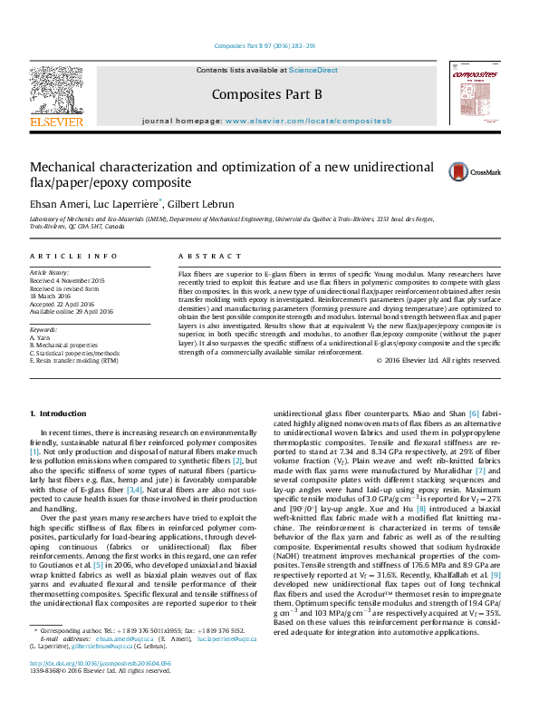 (PDF) Mechanical characterization and optimization of a new unidirectional flax/paper/epoxy ...