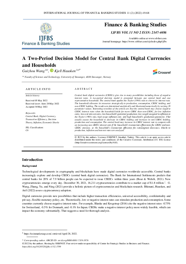 (PDF) A Two-Period Decision Model for Central Bank Digital Currencies ...
