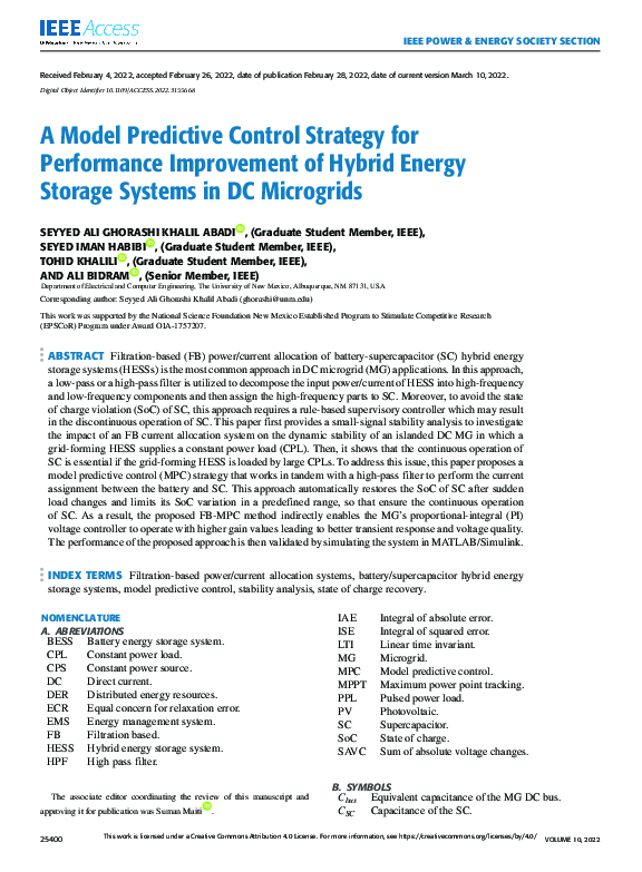 (PDF) A Model Predictive Control Strategy for Performance Improvement of Hybrid Energy Storage ...