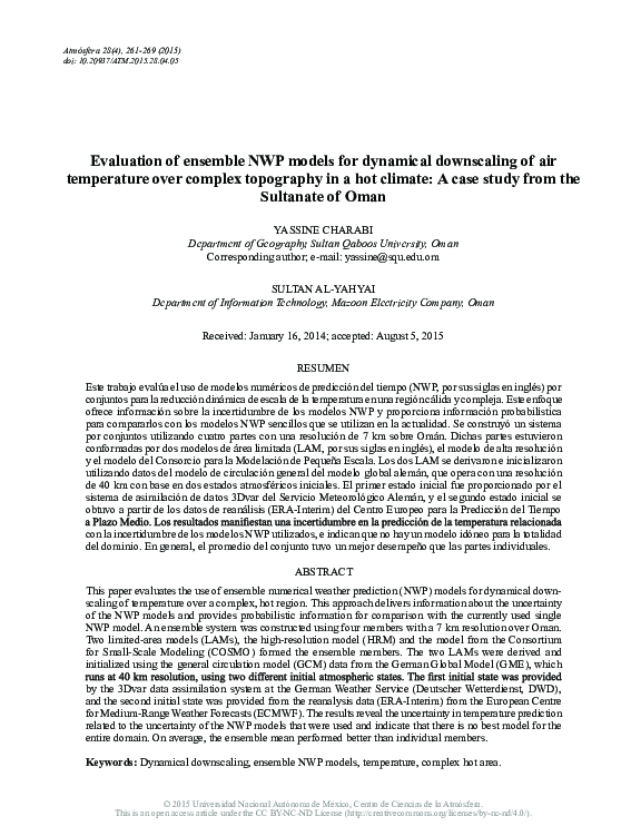 (PDF) Evaluation of ensemble NWP models for dynamical downscaling of ...