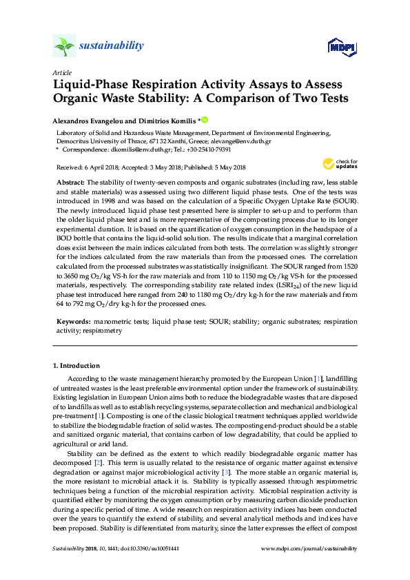 (PDF) Liquid-Phase Respiration Activity Assays to Assess Organic Waste ...