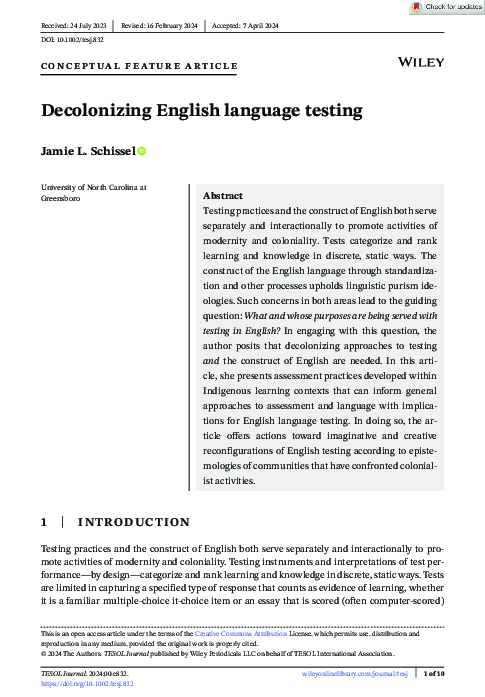 (PDF) Decolonizing English language testing