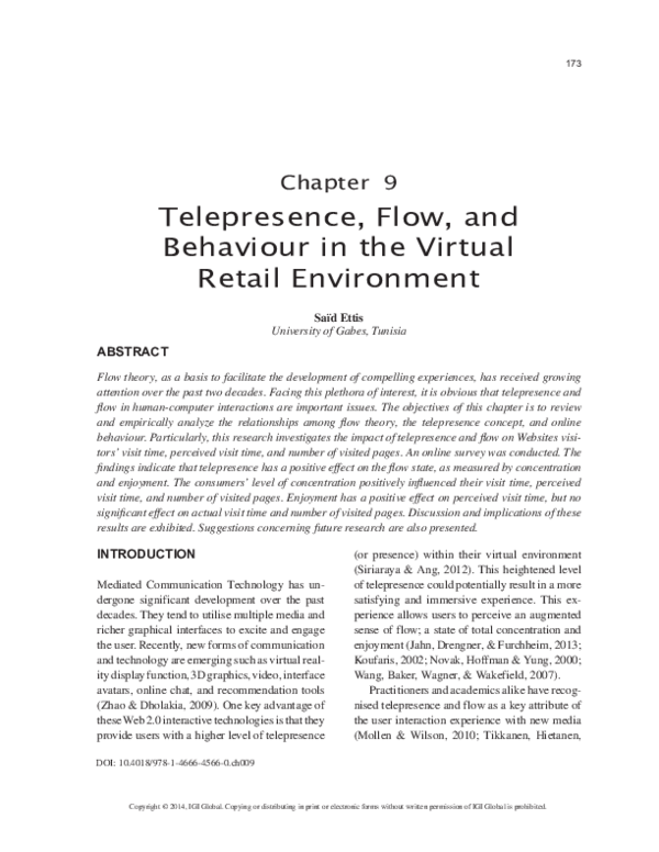 (PDF) Telepresence, Flow, and Behaviour in the Virtual Retail Environment | said ettis ...