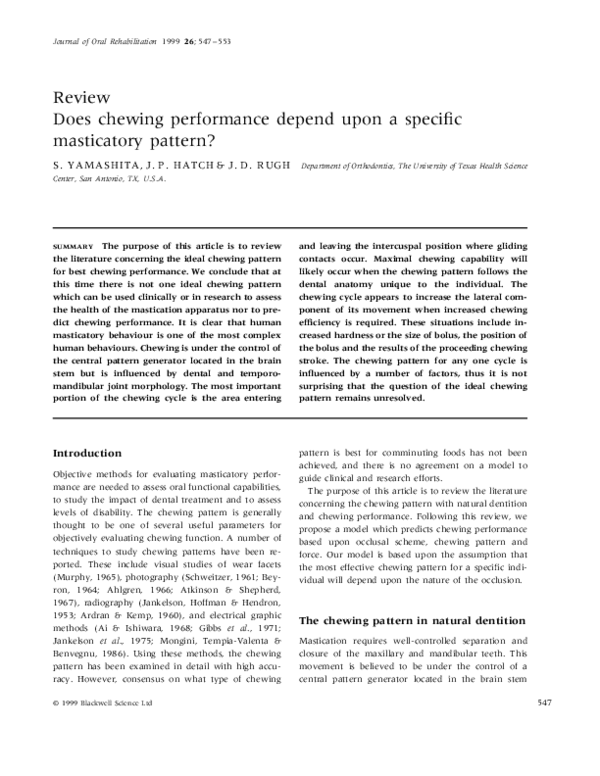 (PDF) Does chewing performance depend upon a specific masticatory pattern?