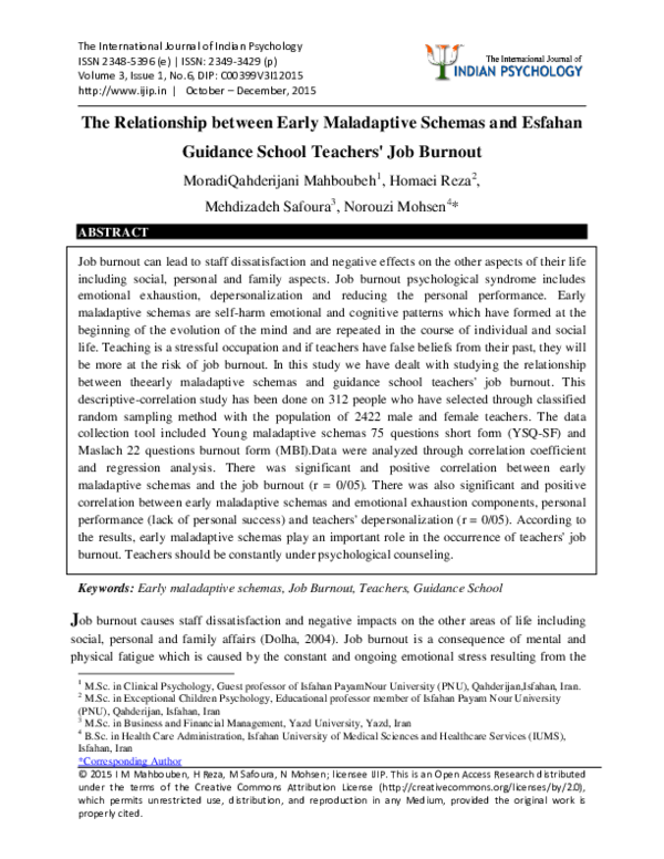 (PDF) Relationship between early maladaptive schemas, attachment ...